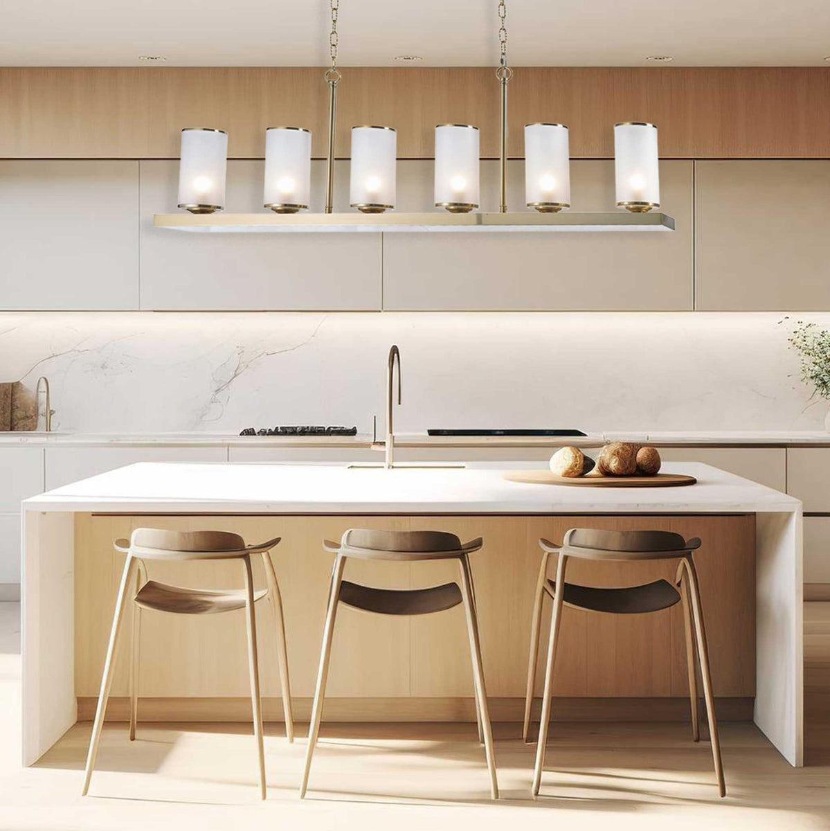 Provincial Collection- 120cm - Frosted Glass - Bar Light - Brass ...